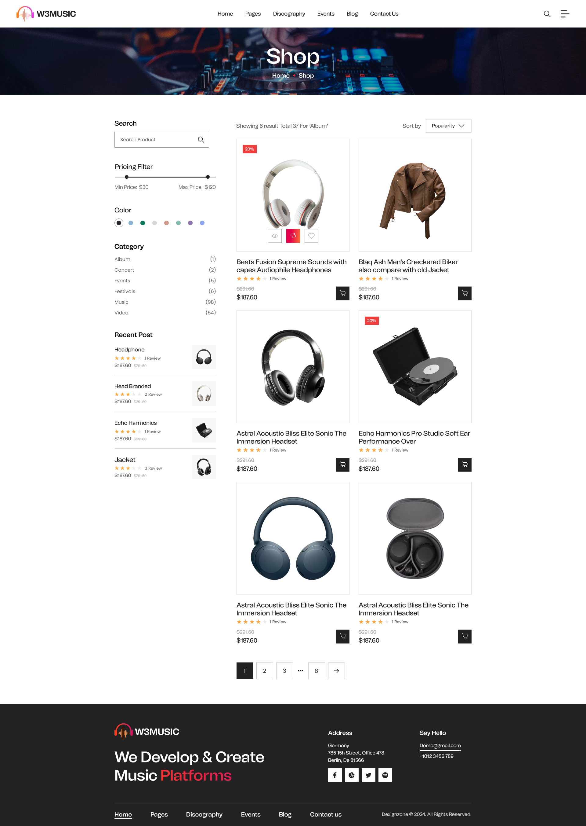 W3Music - Music, Band, Dj Figma Template by DexignZone | ThemeForest