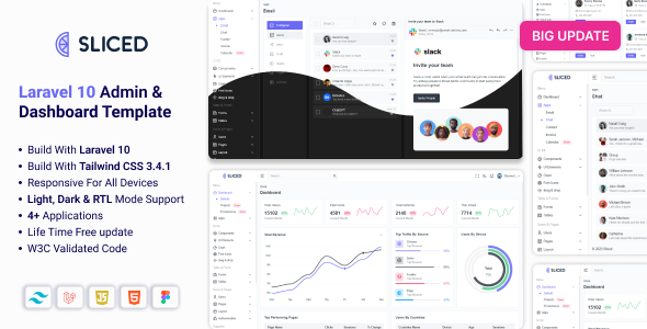 Sliced - Laravel 10 Tailwind CSS Admin & Dashboard Template by SRBThemes