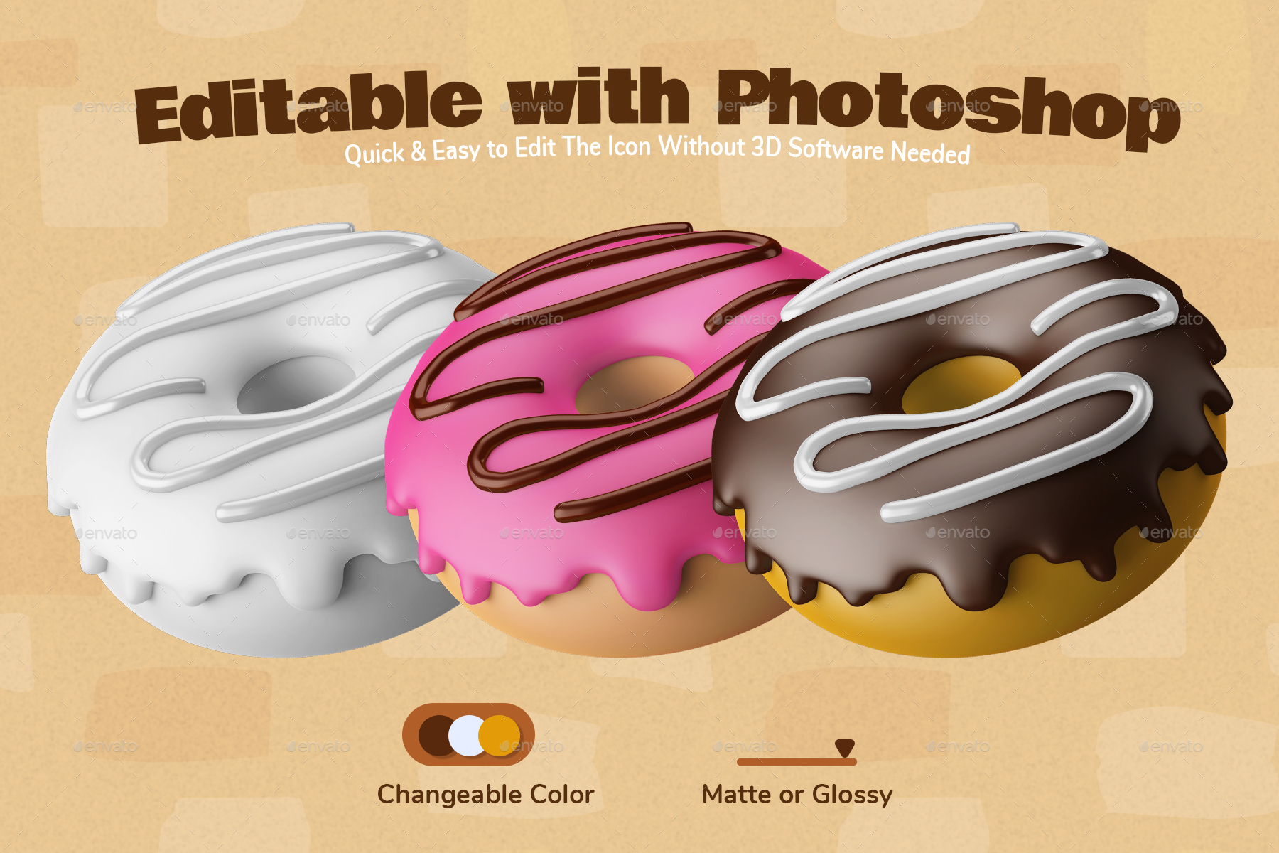 Western Dessert Food 3D Icon Illustration Set, Icons | GraphicRiver