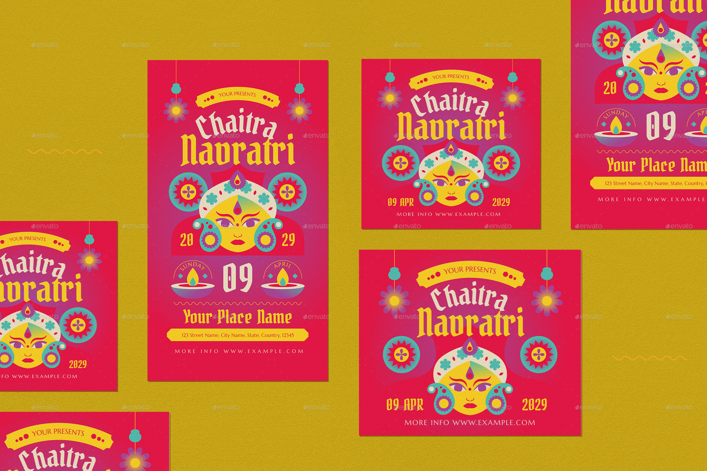 Colorful Gradient Chaitra Navratri Flyer Set, Print Templates ...