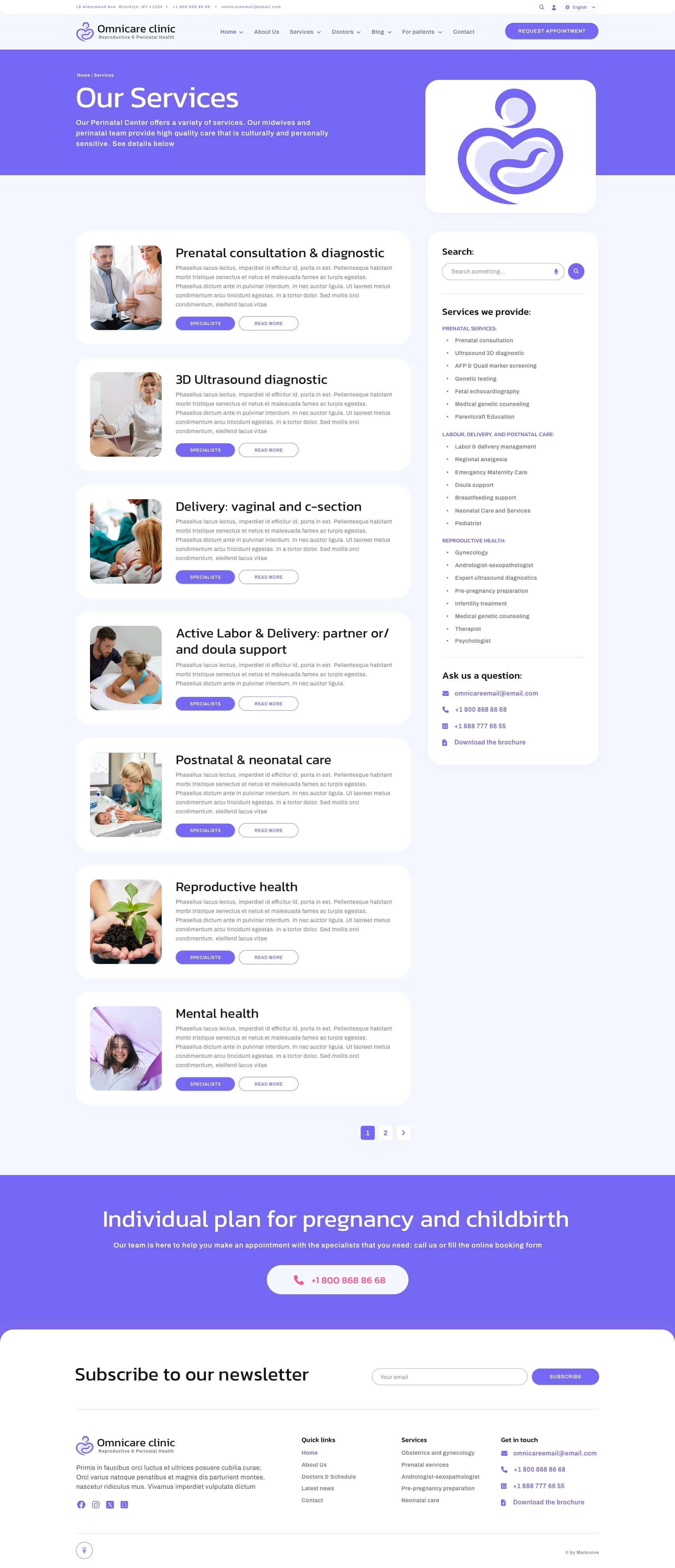 Omnicare – Reproductive & Perinatal Center Template for Figma by merkulove
