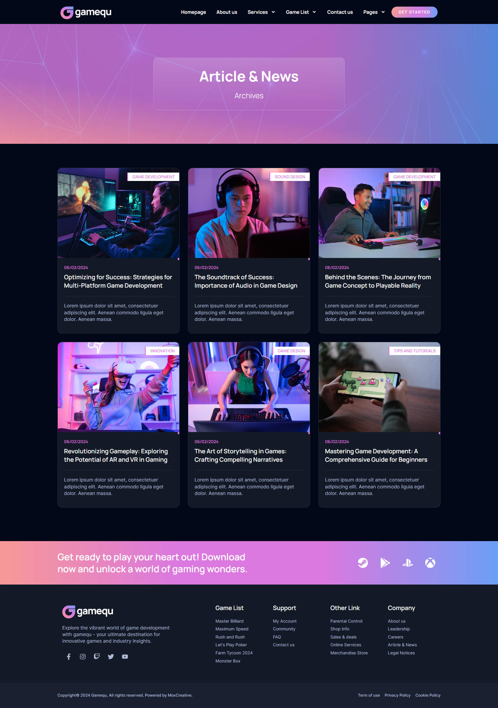 Gamequ - Game Publisher Elementor Pro Template Kit by moxcreative ...