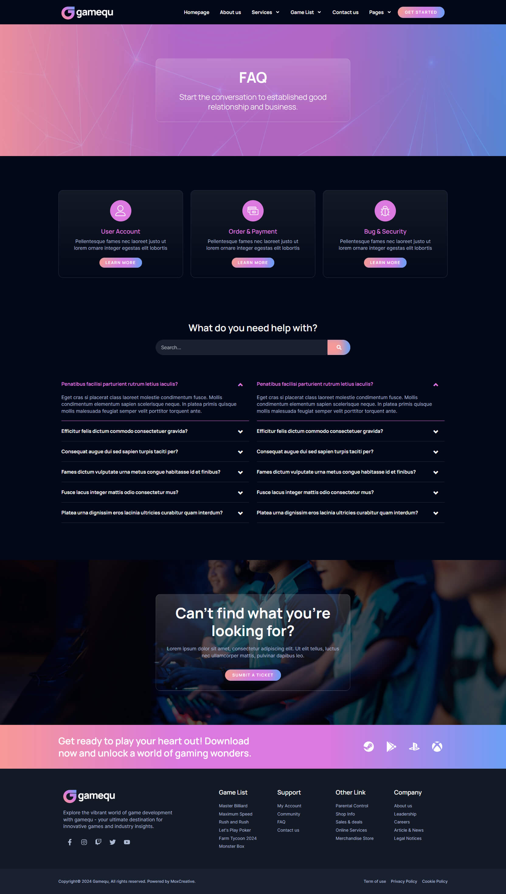 Gamequ - Game Publisher Elementor Pro Template Kit by moxcreative ...
