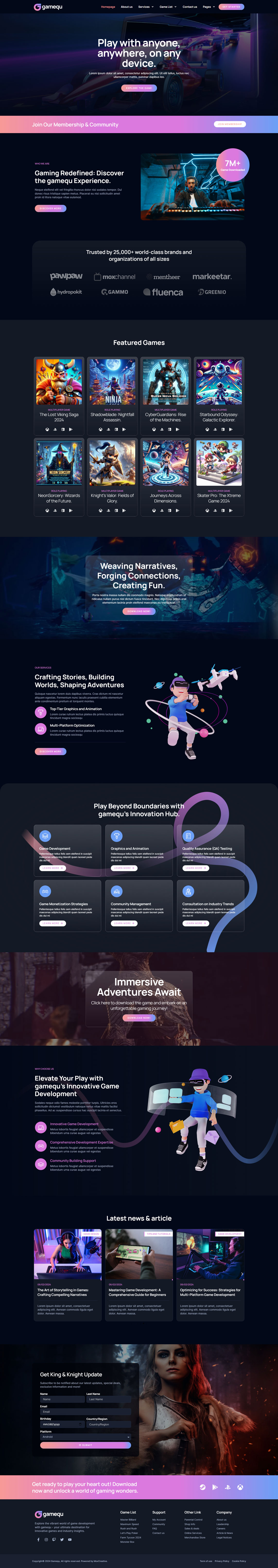 Gamequ - Game Publisher Elementor Pro Template Kit by moxcreative ...