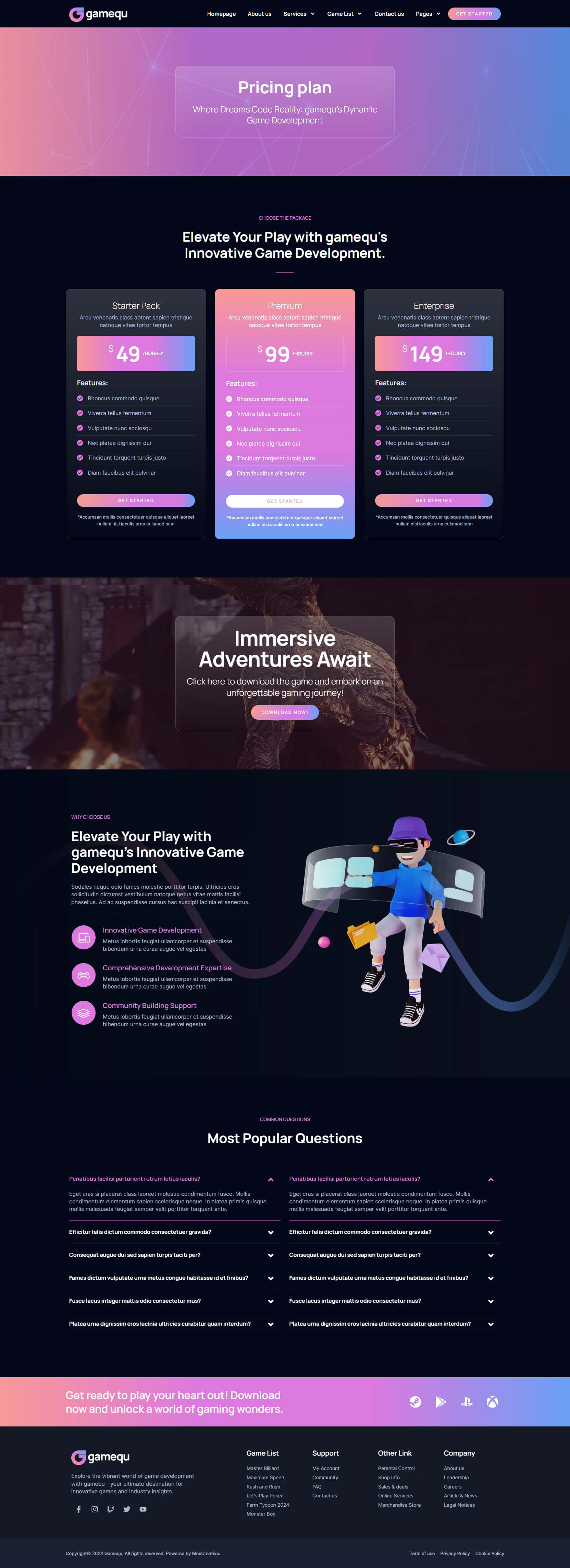 Gamequ - Game Publisher Elementor Pro Template Kit by moxcreative ...