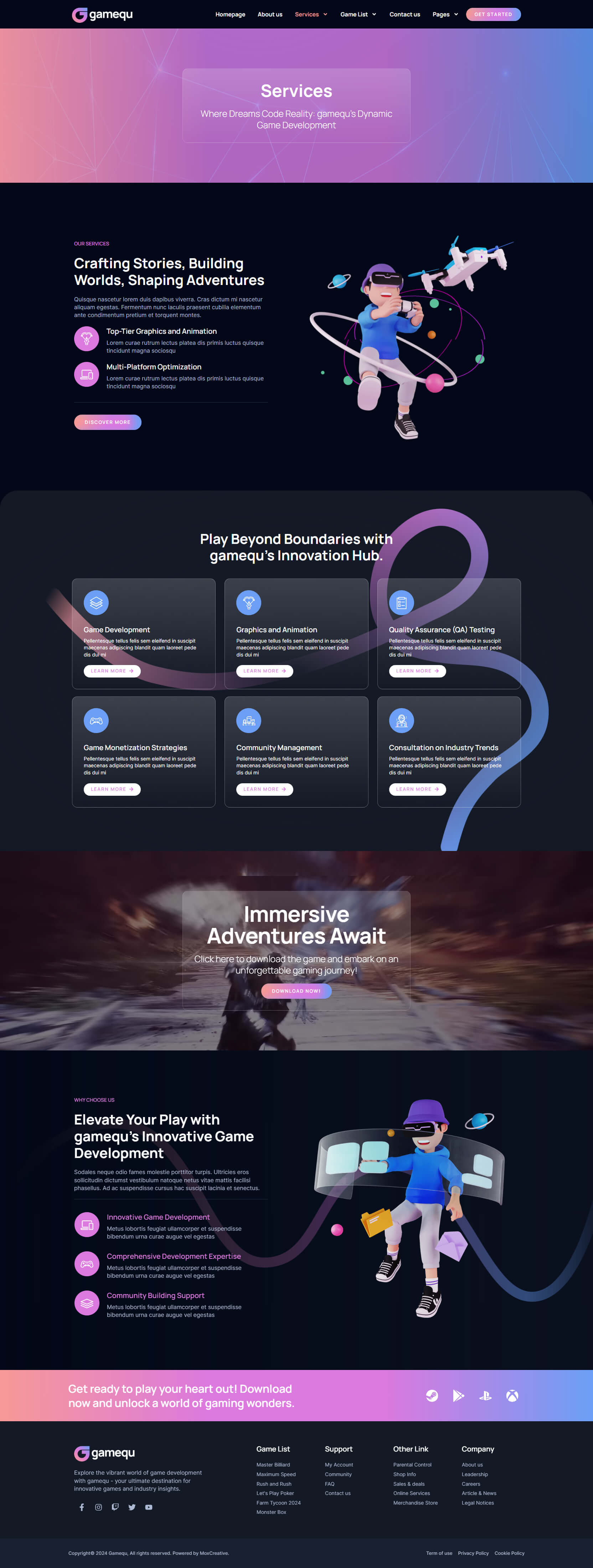 Gamequ - Game Publisher Elementor Pro Template Kit by moxcreative ...