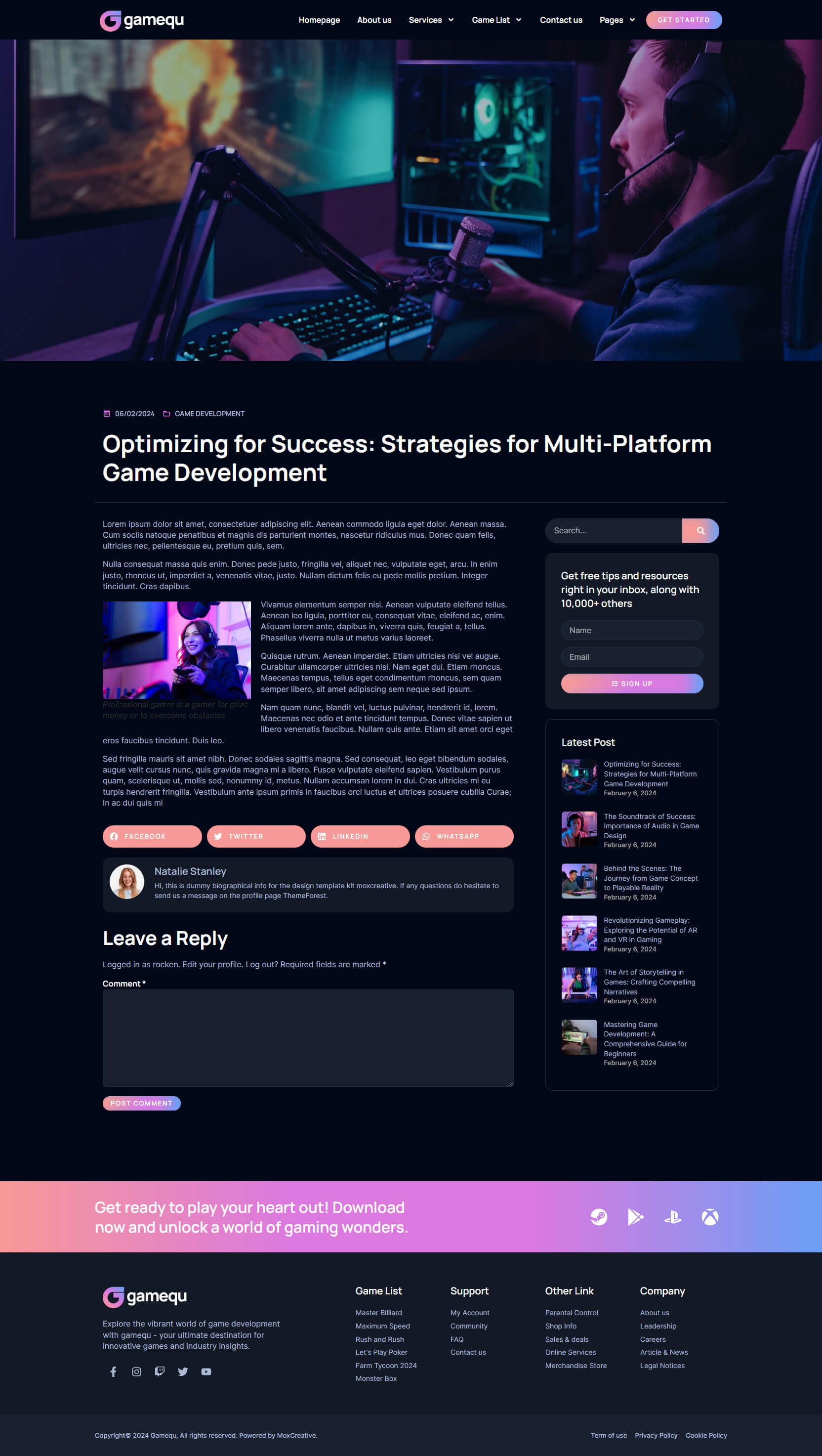 Gamequ - Game Publisher Elementor Pro Template Kit by moxcreative ...