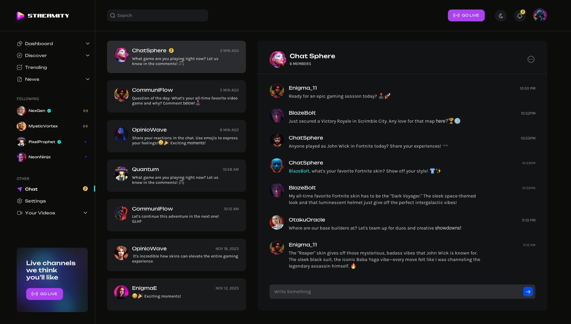 Streamity – Gaming and Streaming Dashboard UI for Adobe XD by merkulove