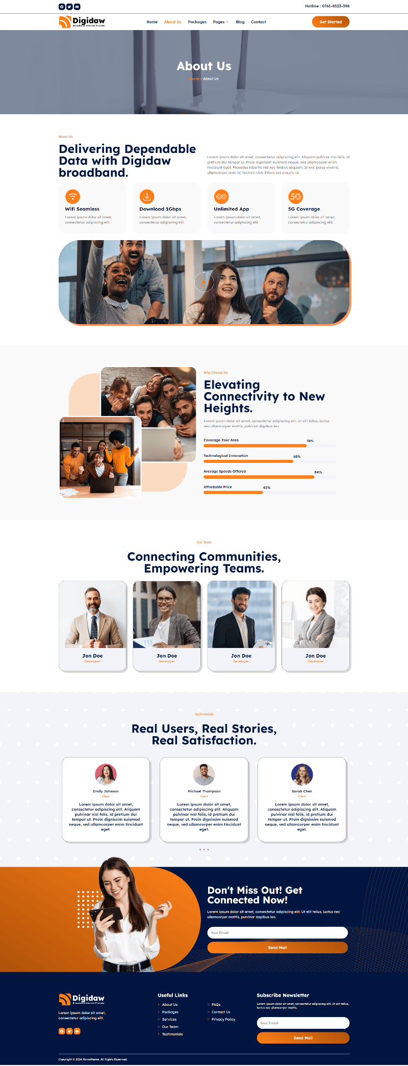 Digidaw - Broadband Internet Services Provider Elementor Template Kit ...