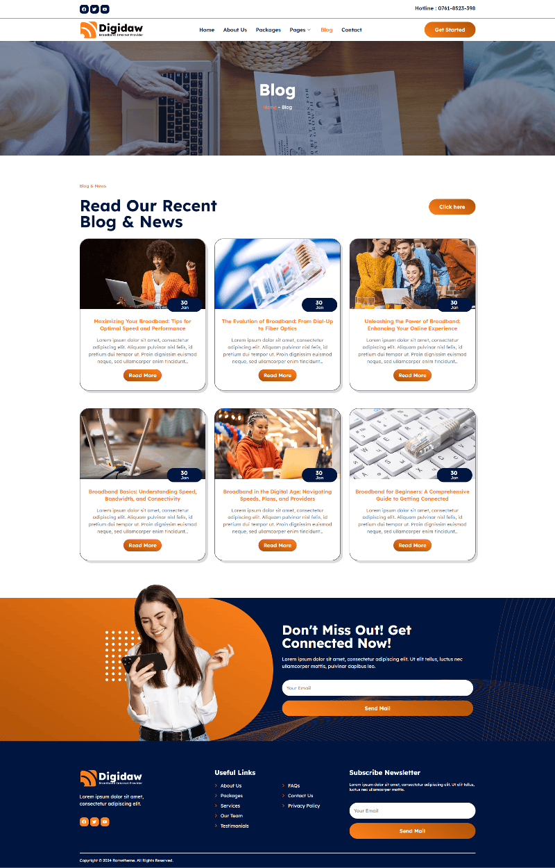 Digidaw - Broadband Internet Services Provider Elementor Template Kit ...