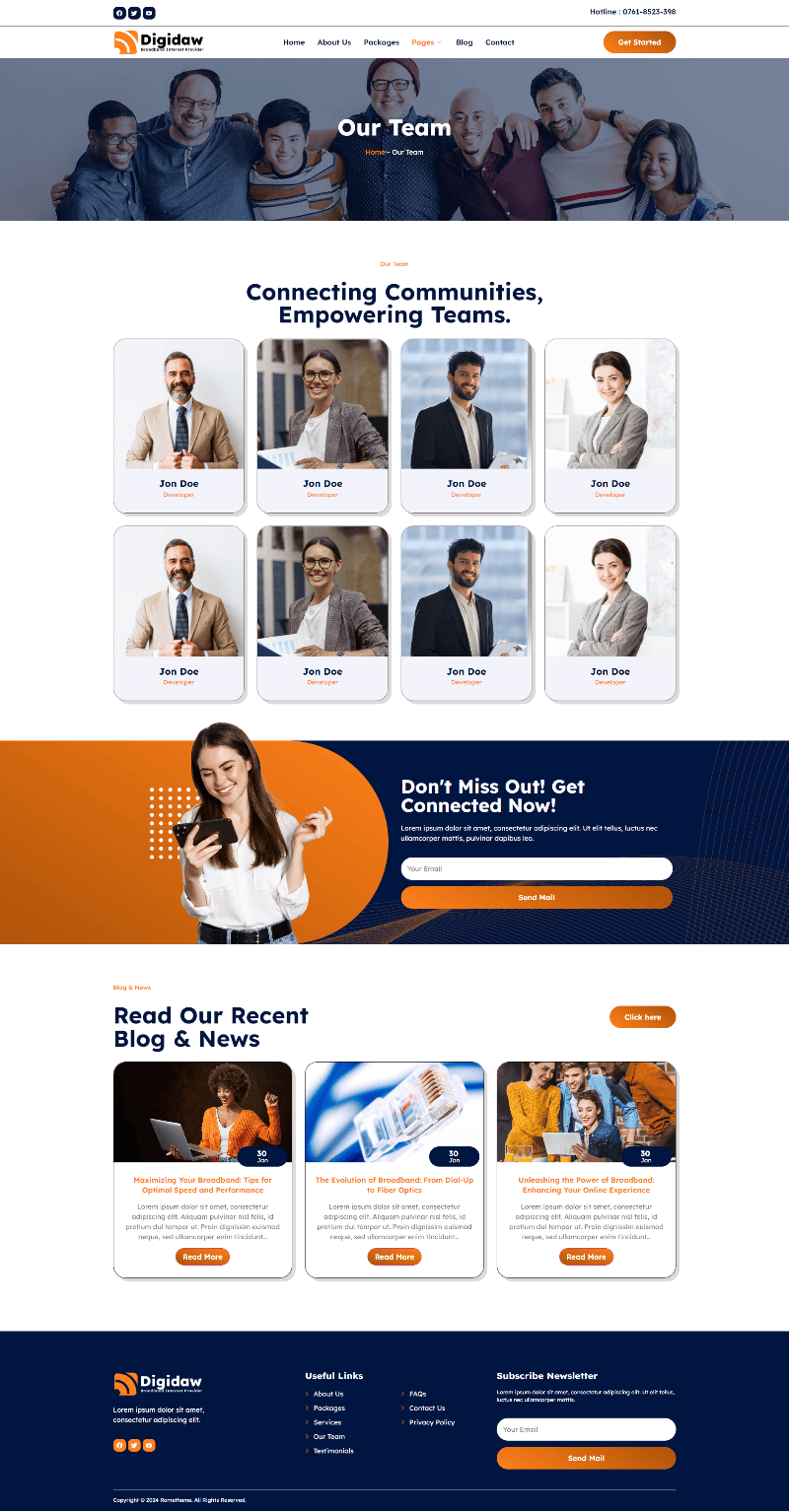 Digidaw - Broadband Internet Services Provider Elementor Template Kit ...