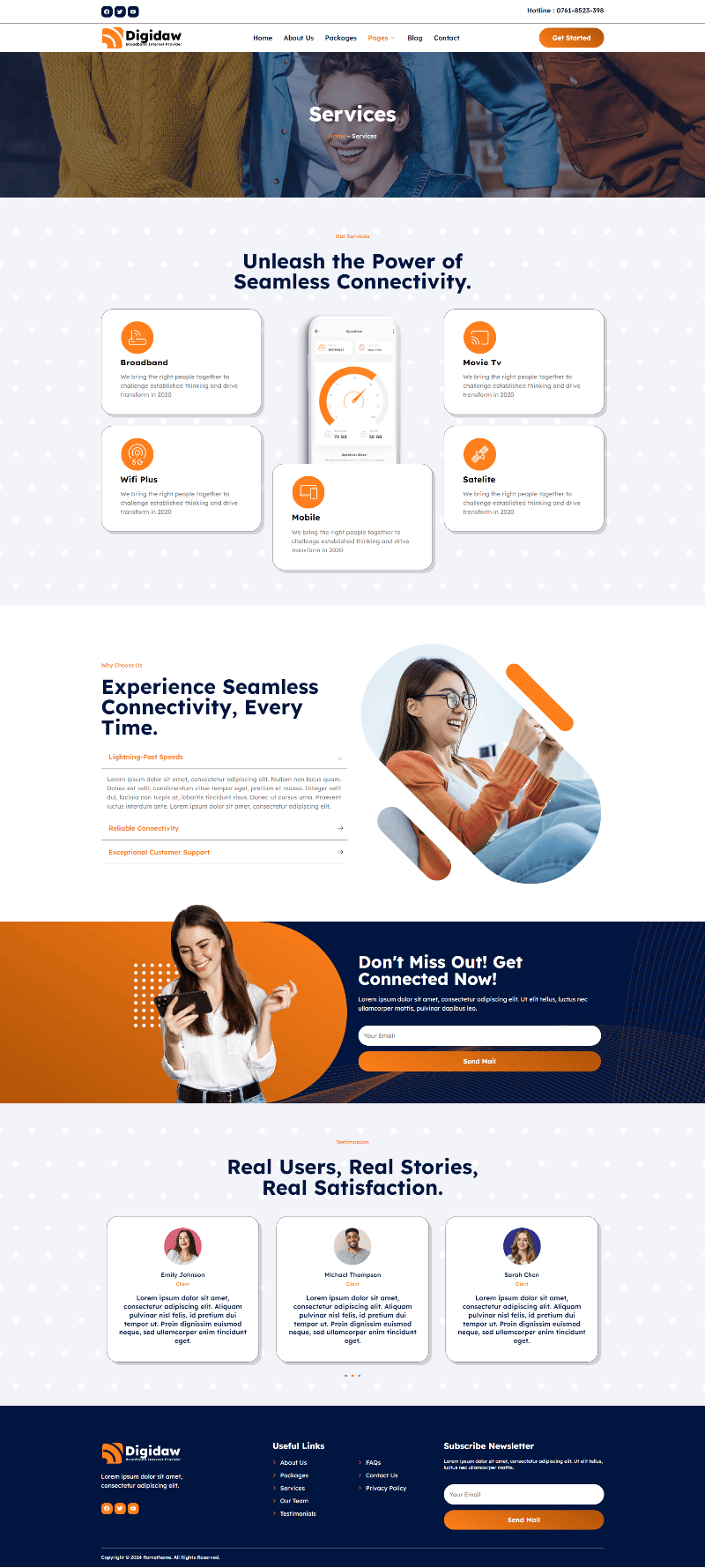 Digidaw - Broadband Internet Services Provider Elementor Template Kit ...