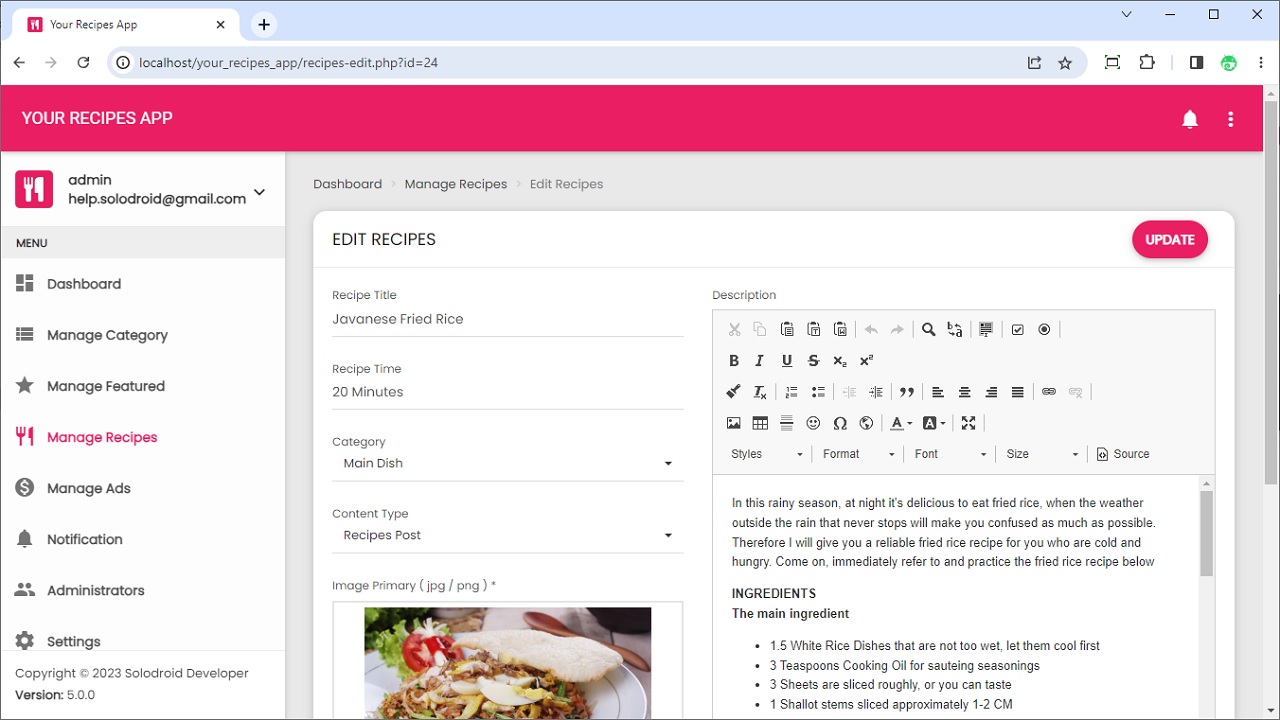 Your Recipes App by solodroid | CodeCanyon