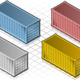 Isometric Container in Various Colors by aurielaki | GraphicRiver