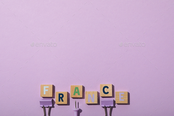 Beret with the word France on a purple background. Stock Photo by ...