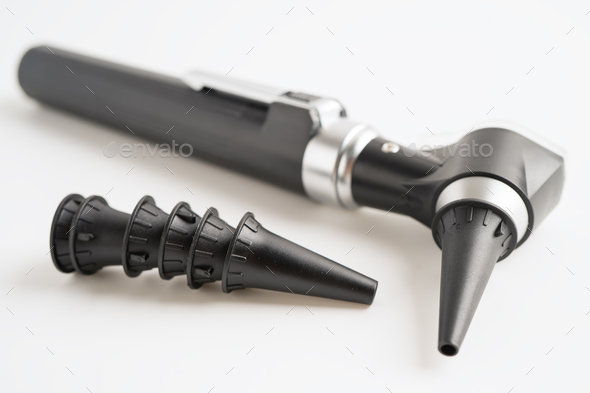 Otoscope for audiologist or ENT doctor use otoscope checking ear and ...