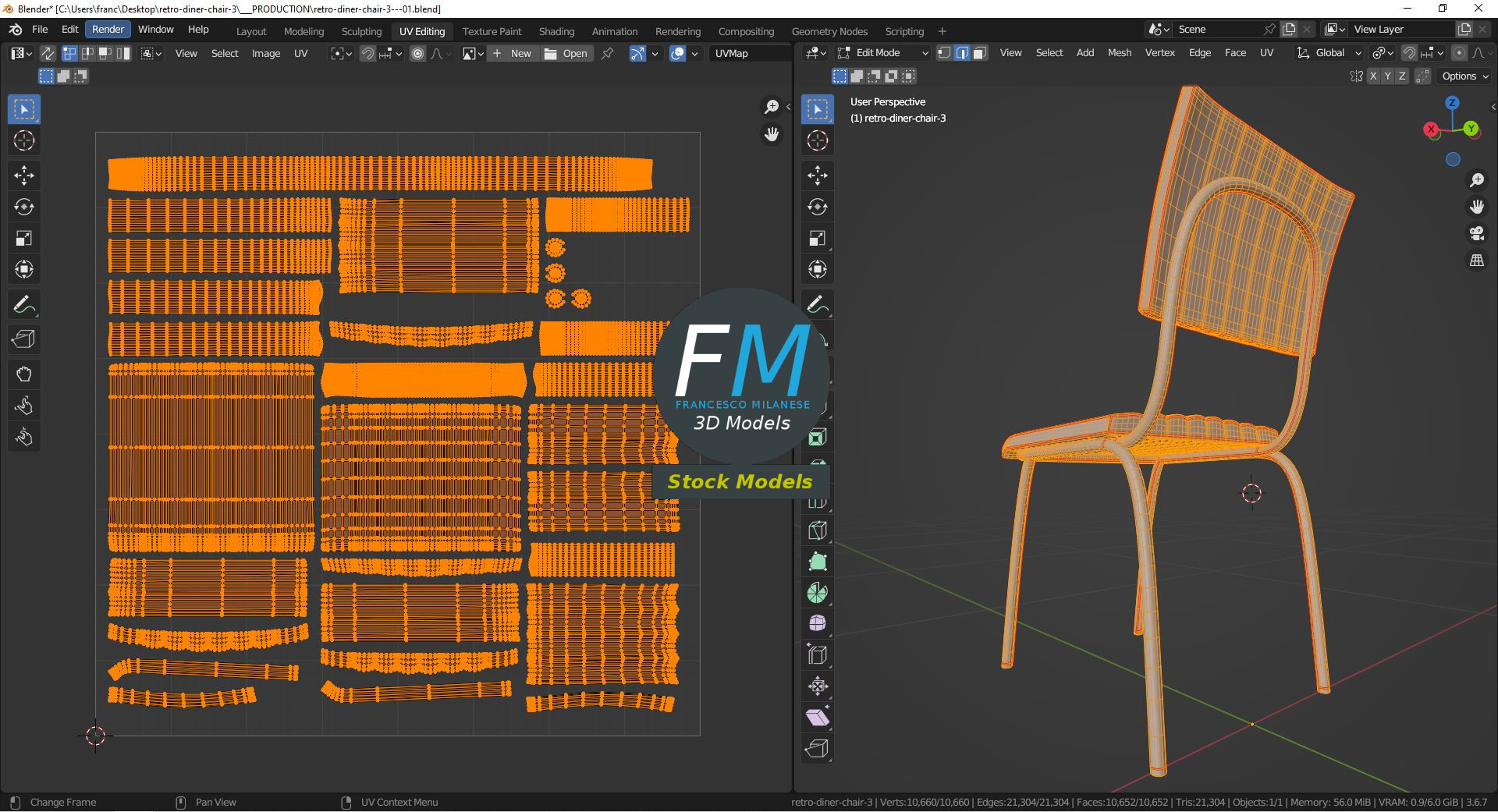 Retro diner chair 3 by FrancescoMilanese85 | 3DOcean