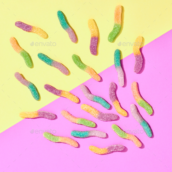 Mixed Sweets Party firework flying in air minimal. Ice Cream Sweets ...