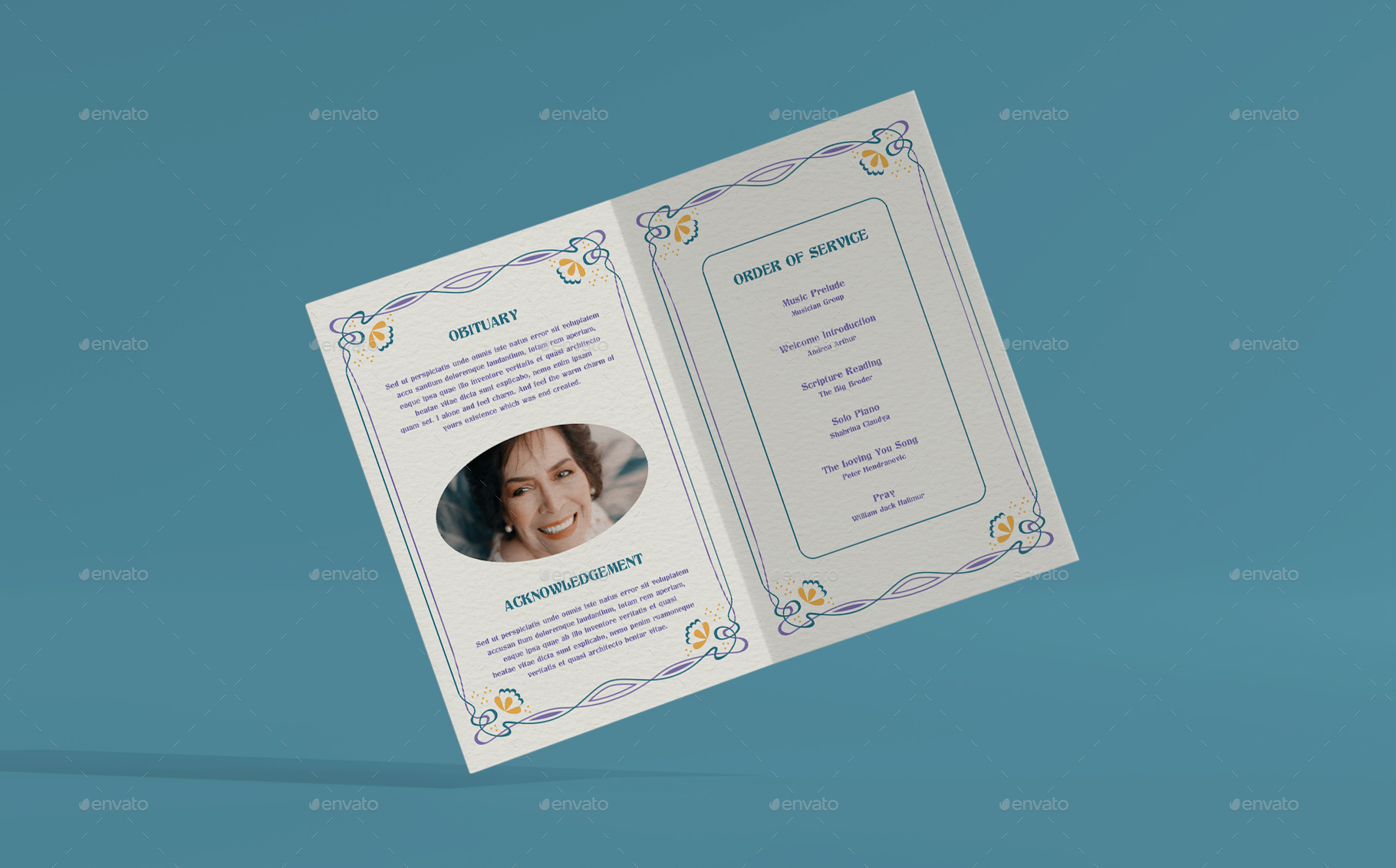 Funeral Program Art Nouveau Theme, Print Templates | GraphicRiver