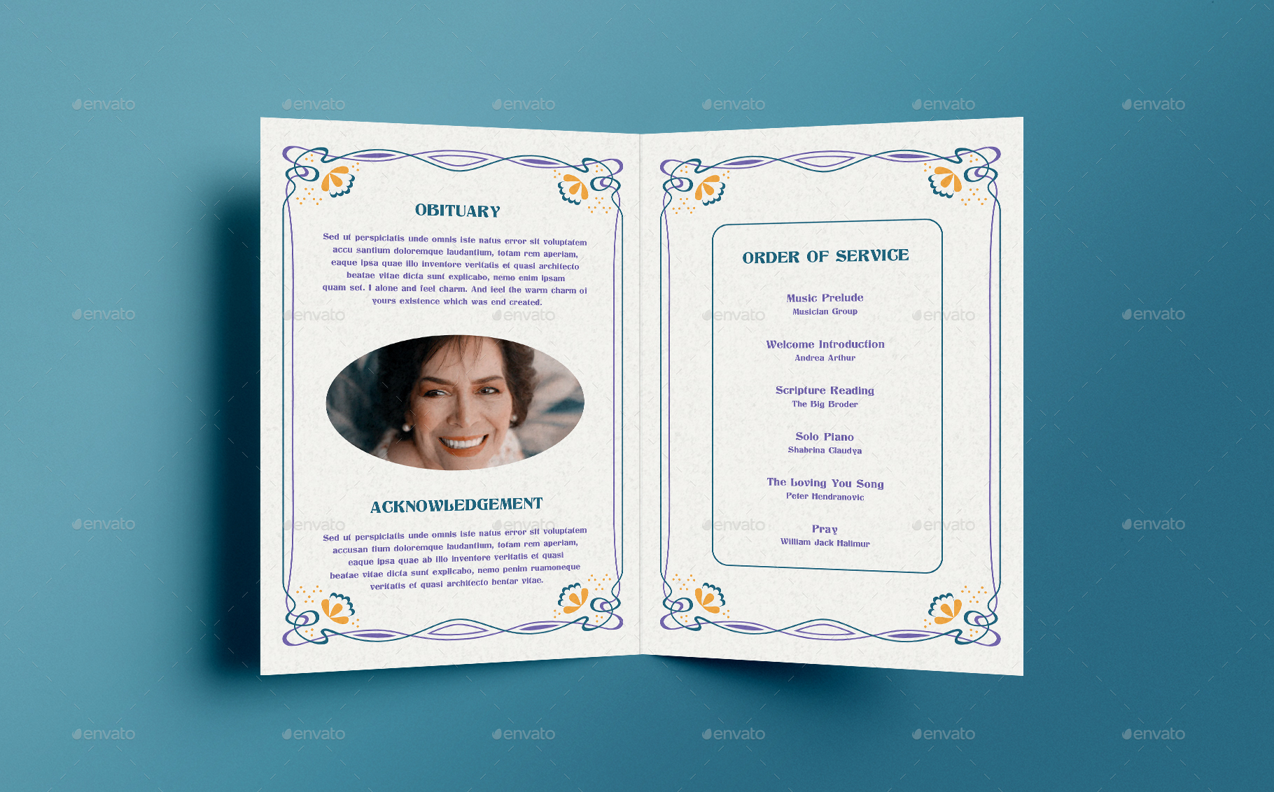Funeral Program Art Nouveau Theme, Print Templates | GraphicRiver
