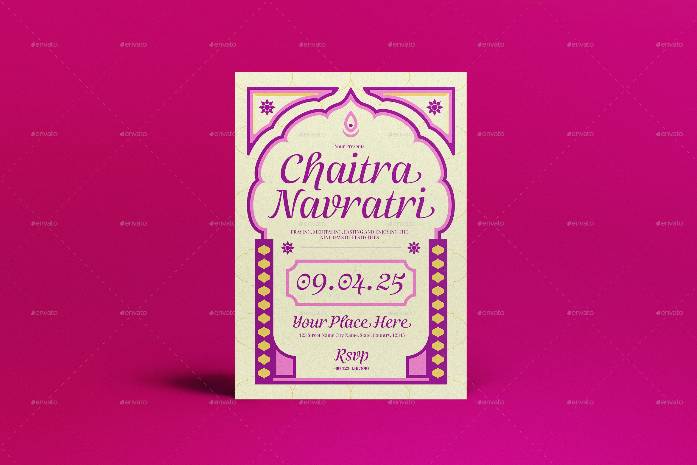 White Flat Design Chaitra Navratri Flyer Set, Print Templates ...