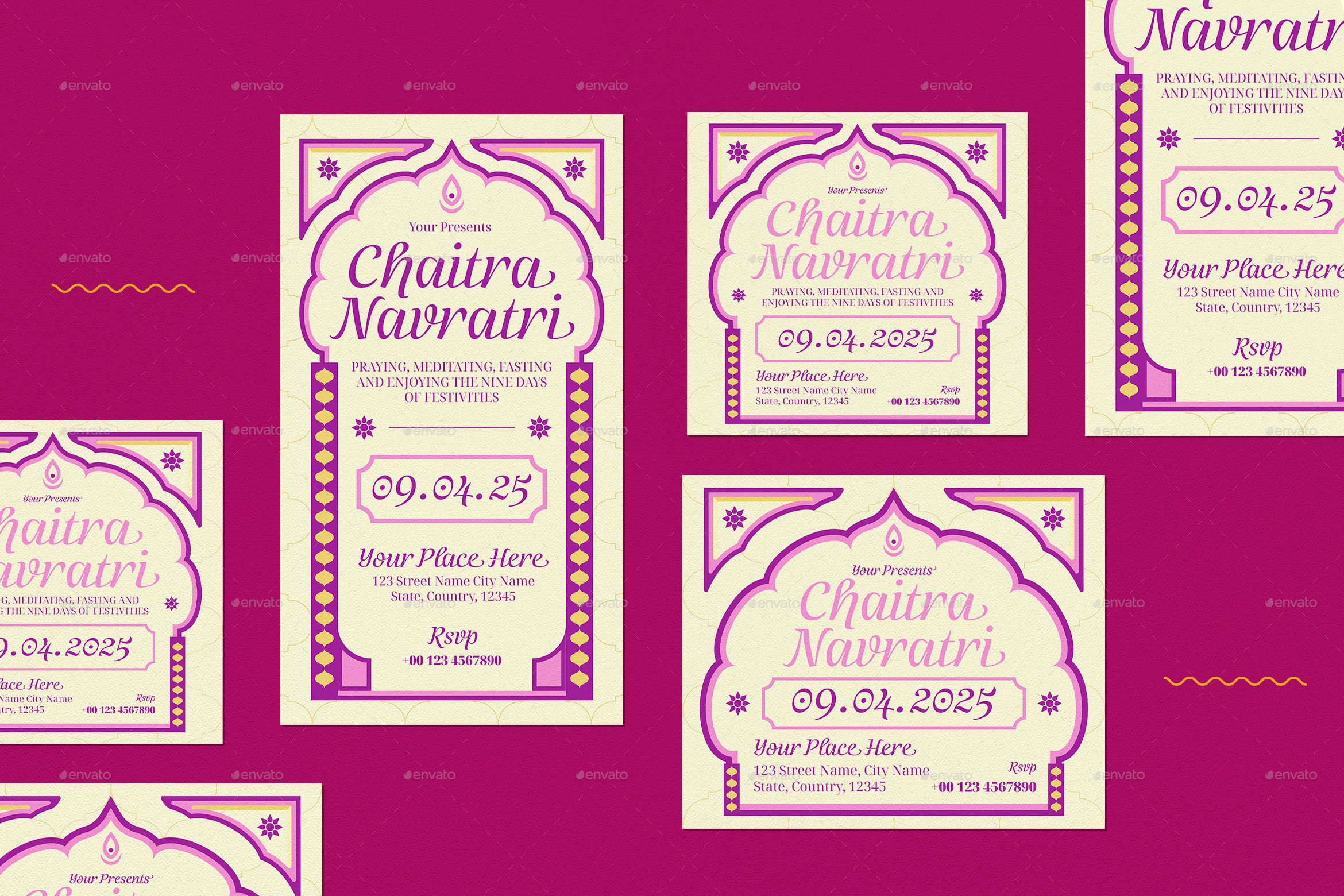 White Flat Design Chaitra Navratri Flyer Set, Print Templates ...