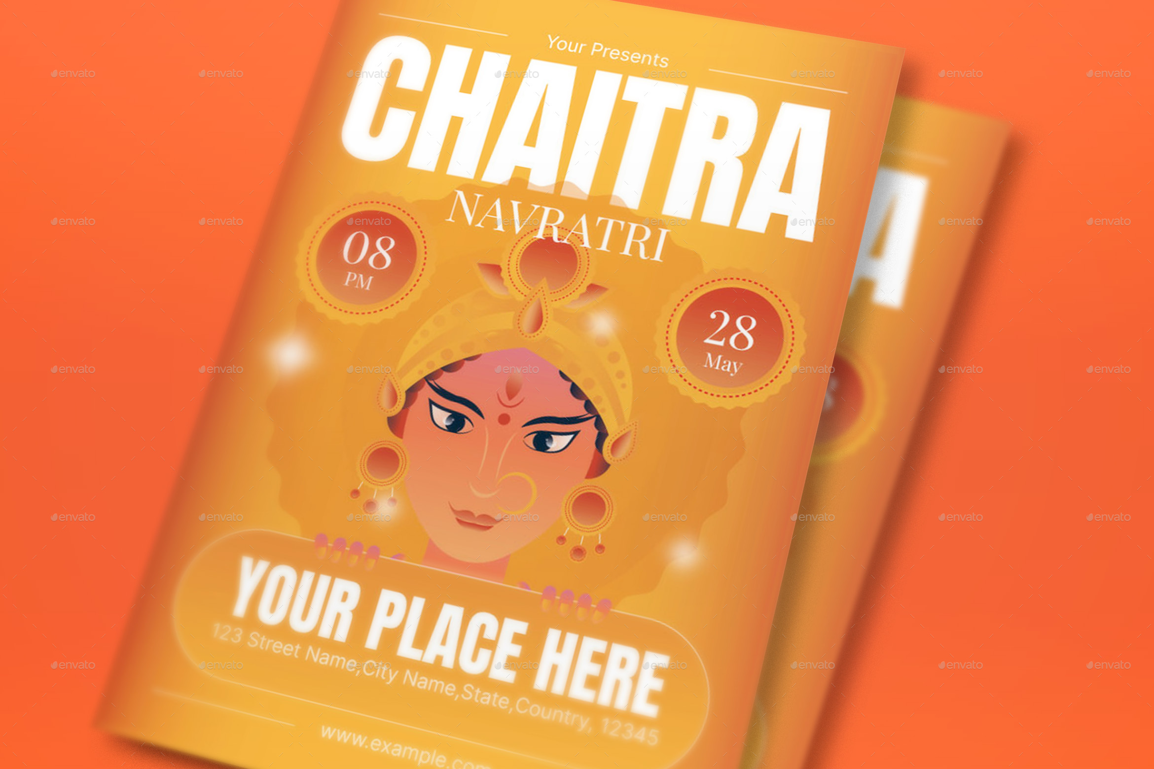 Yellow Edgy Chaitra Navratri Flyer Set, Print Templates | GraphicRiver