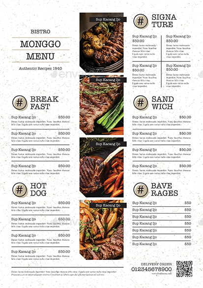 Minimalist Food Menu, Print Templates | GraphicRiver