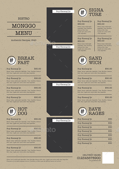 Minimalist Food Menu, Print Templates | GraphicRiver