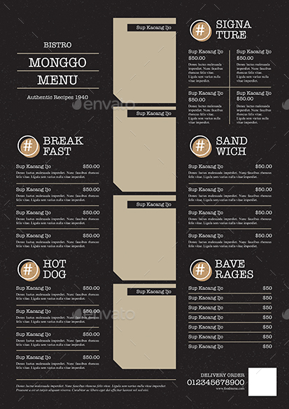 Minimalist Food Menu, Print Templates | GraphicRiver