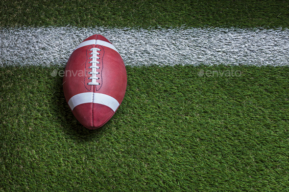 Football at the goal line on a grass field overhead view Stock Photo by ...