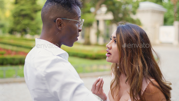Very angry woman reproaching her partner for something Stock Photo by ...