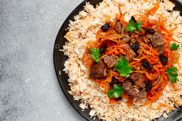 Kabuli pulao, pilaf, the national dish of Afghanistan, rice with meat ...