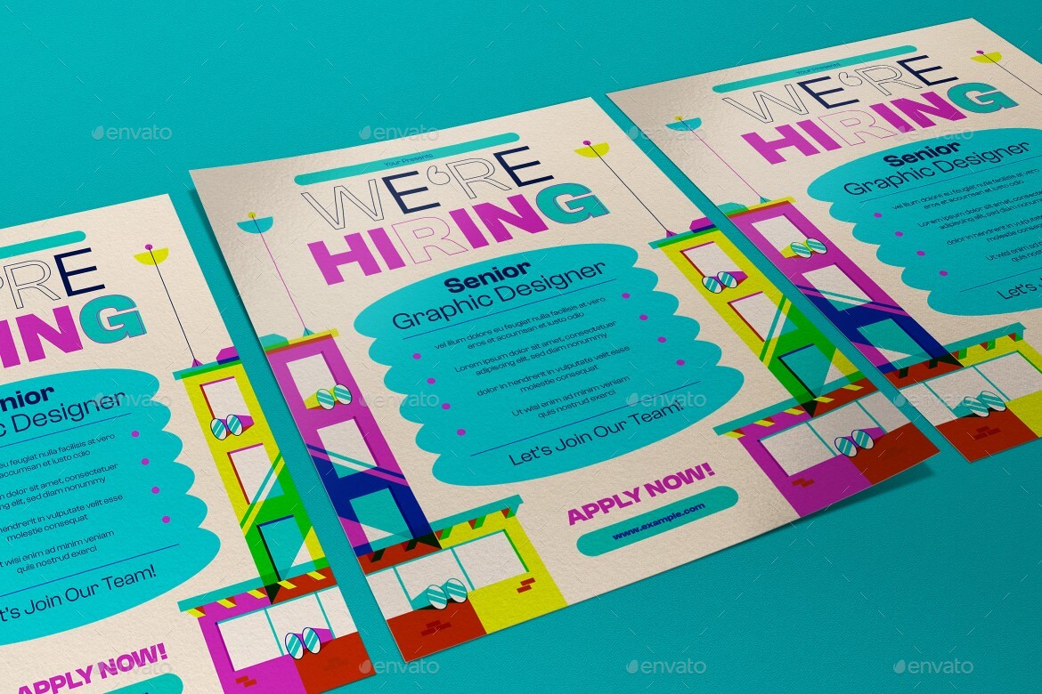 White Risograph We're Hiring Flyer, Print Templates | GraphicRiver