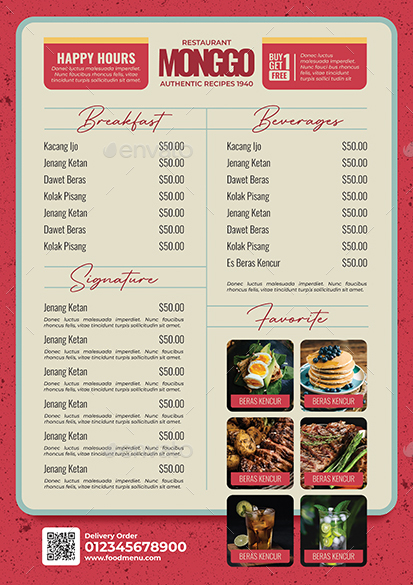 Retro Food Menu, Print Templates | GraphicRiver