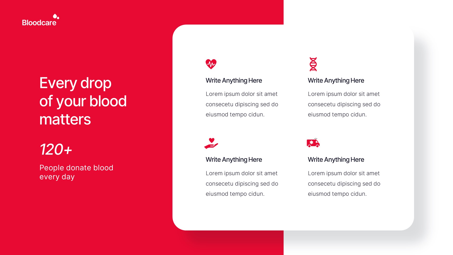 Bloodcare - Blood Donation PowerPoint Template, Presentation Templates