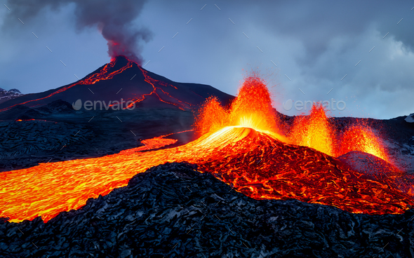 Volcanic Eruption - Molten Lava Stock Photo by SteveAllenPhoto999 ...