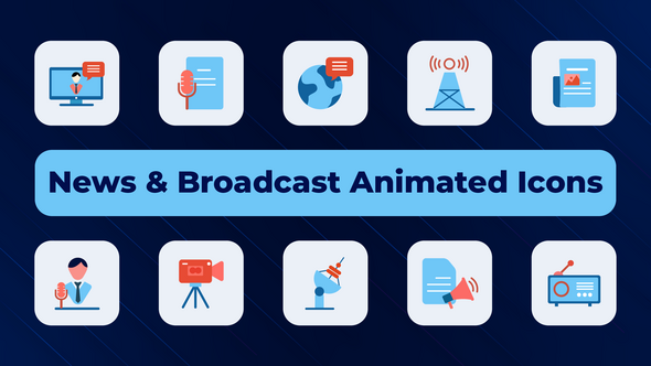 News & Broadcast Animated Icons, After Effects Project Files | VideoHive