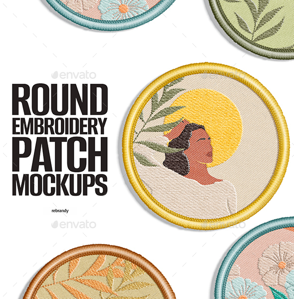 Round Embroidery Patch Mockups, Graphics | GraphicRiver