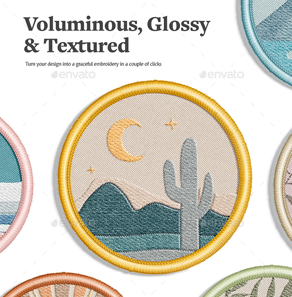 Round Embroidery Patch Mockups, Graphics | GraphicRiver