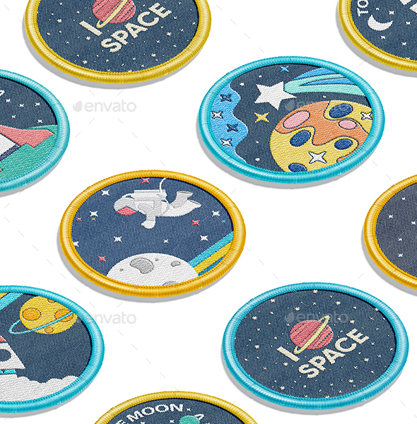 Round Embroidery Patch Mockups, Graphics | GraphicRiver