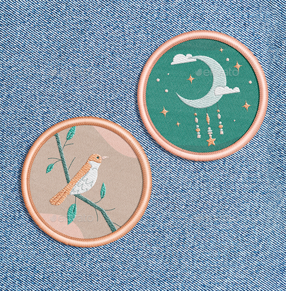Round Embroidery Patch Mockups, Graphics | GraphicRiver