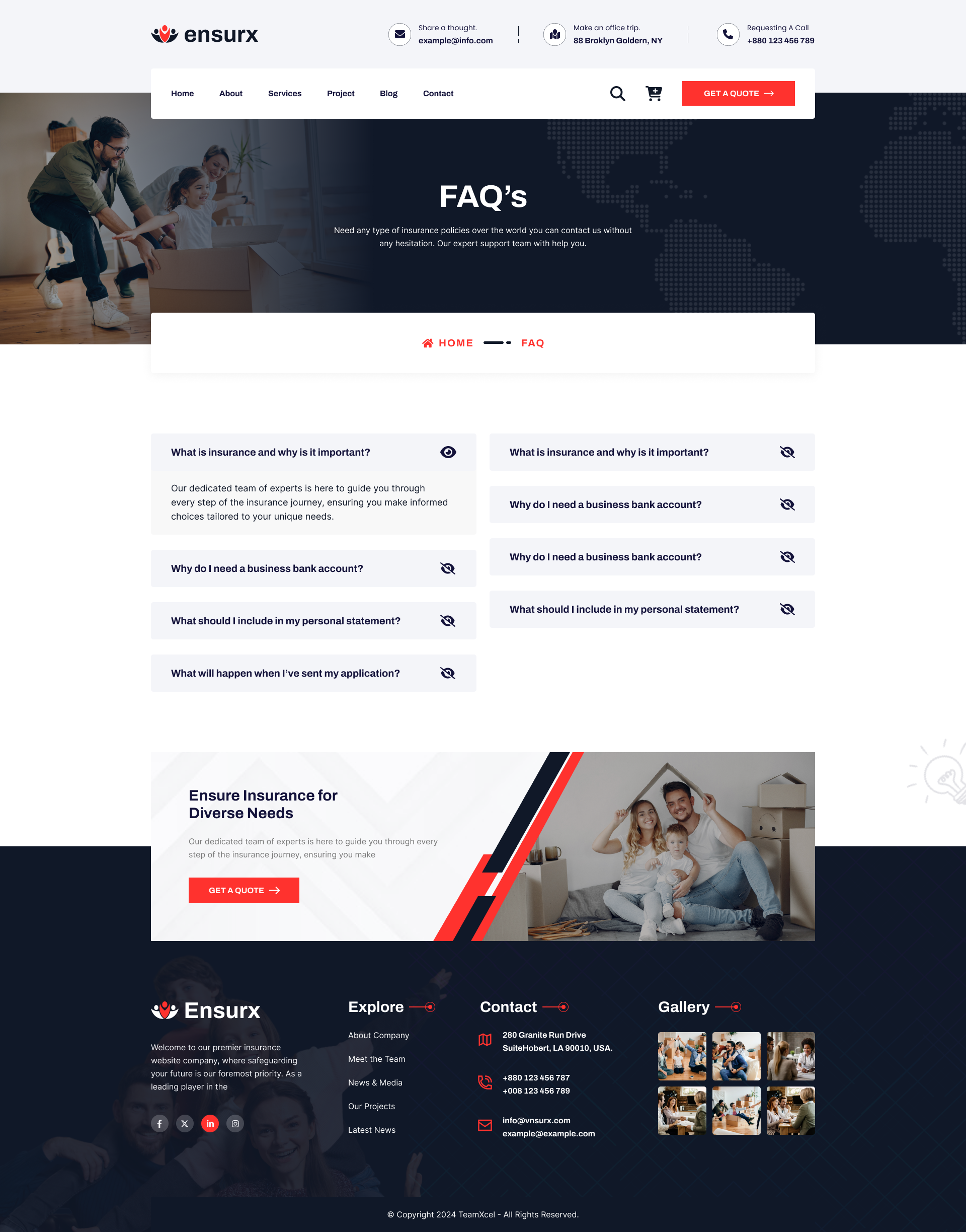 Ensurx - Insurance Agency Company Figma Template by TeamXcel | ThemeForest