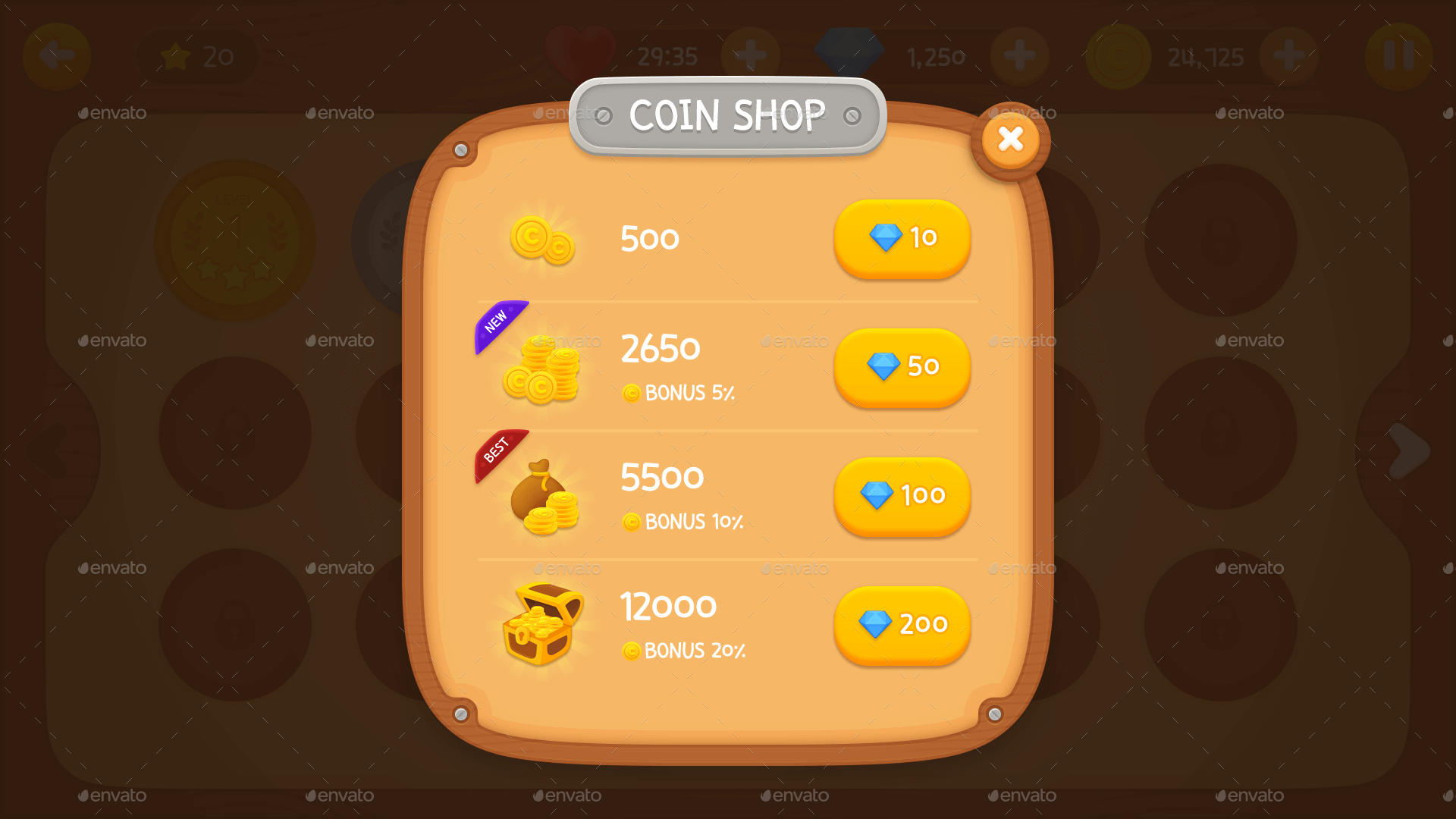 Game UI - Wooden, Game Assets | GraphicRiver