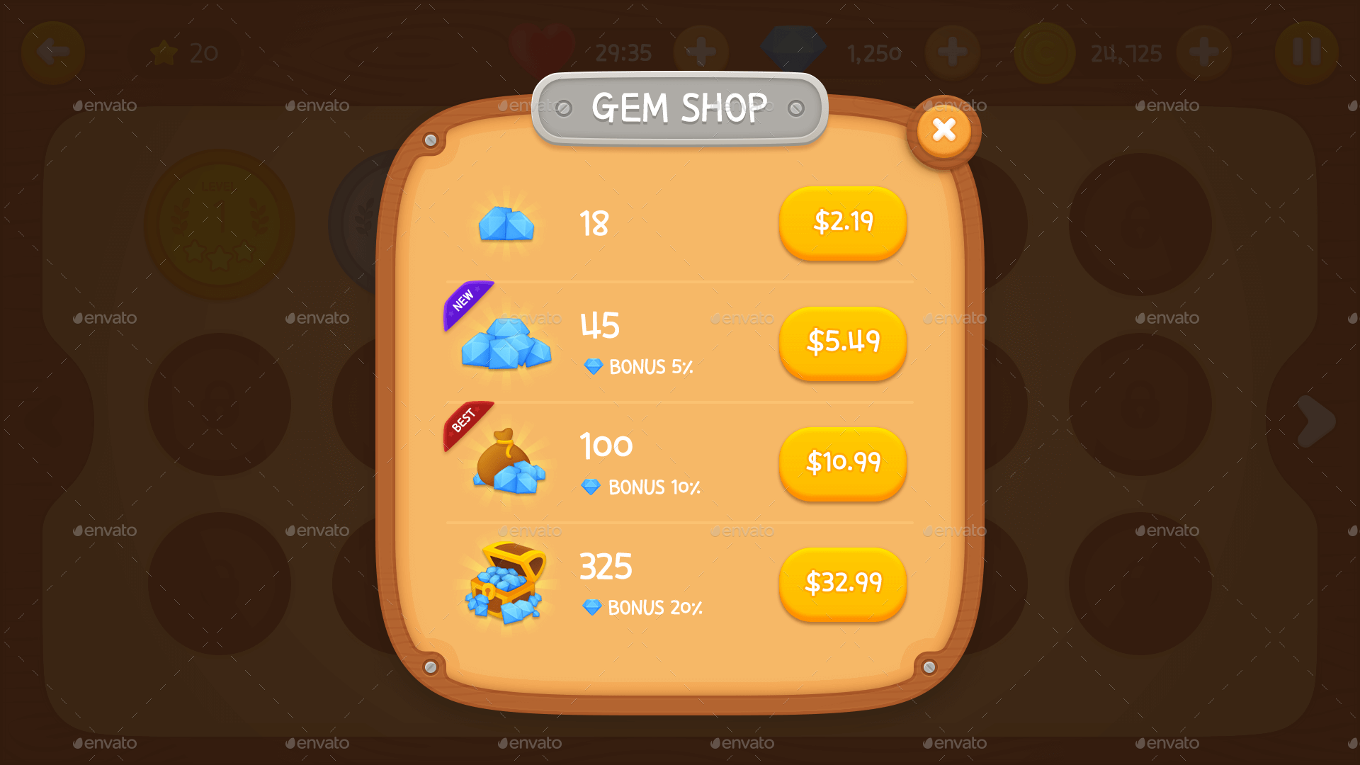 Game UI - Wooden, Game Assets | GraphicRiver