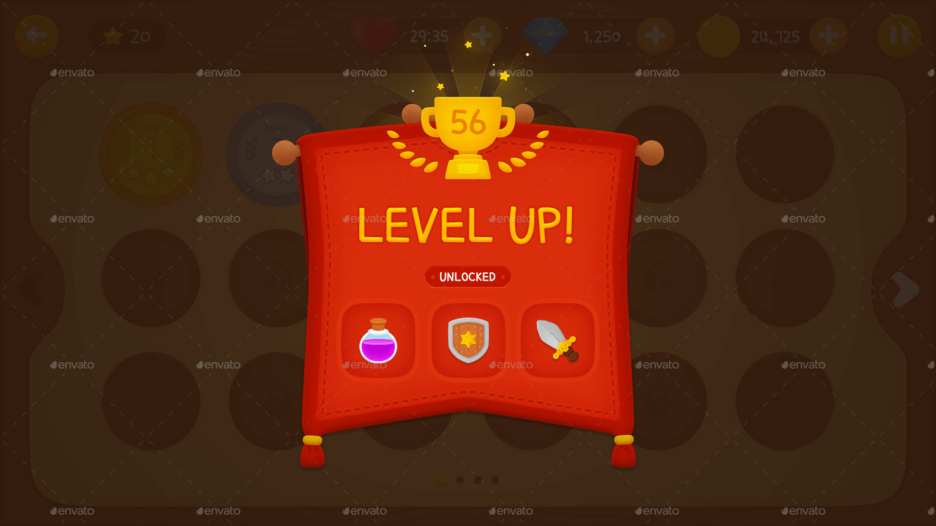 Game UI - Wooden, Game Assets | GraphicRiver