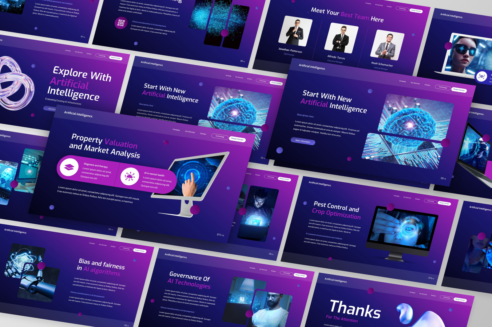 Modern Artificial Intelligence Google Slide, Presentation Templates