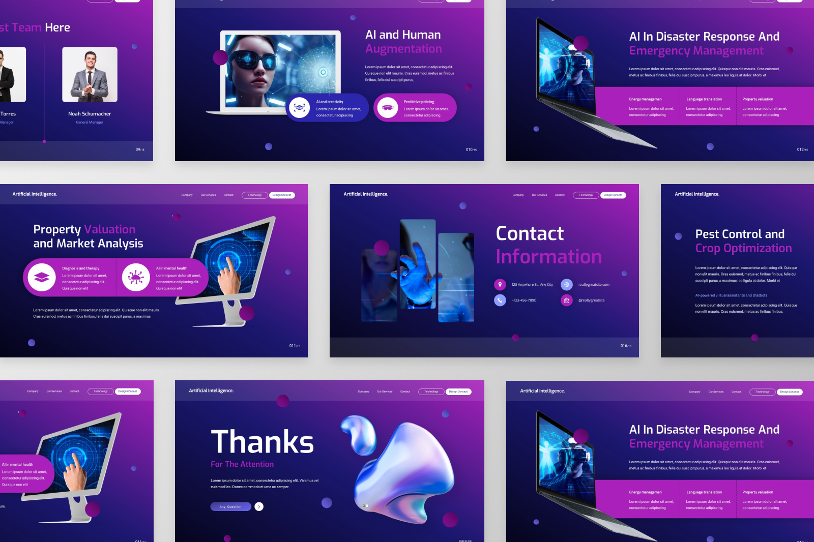 Modern Artificial Intelligence Google Slide, Presentation Templates
