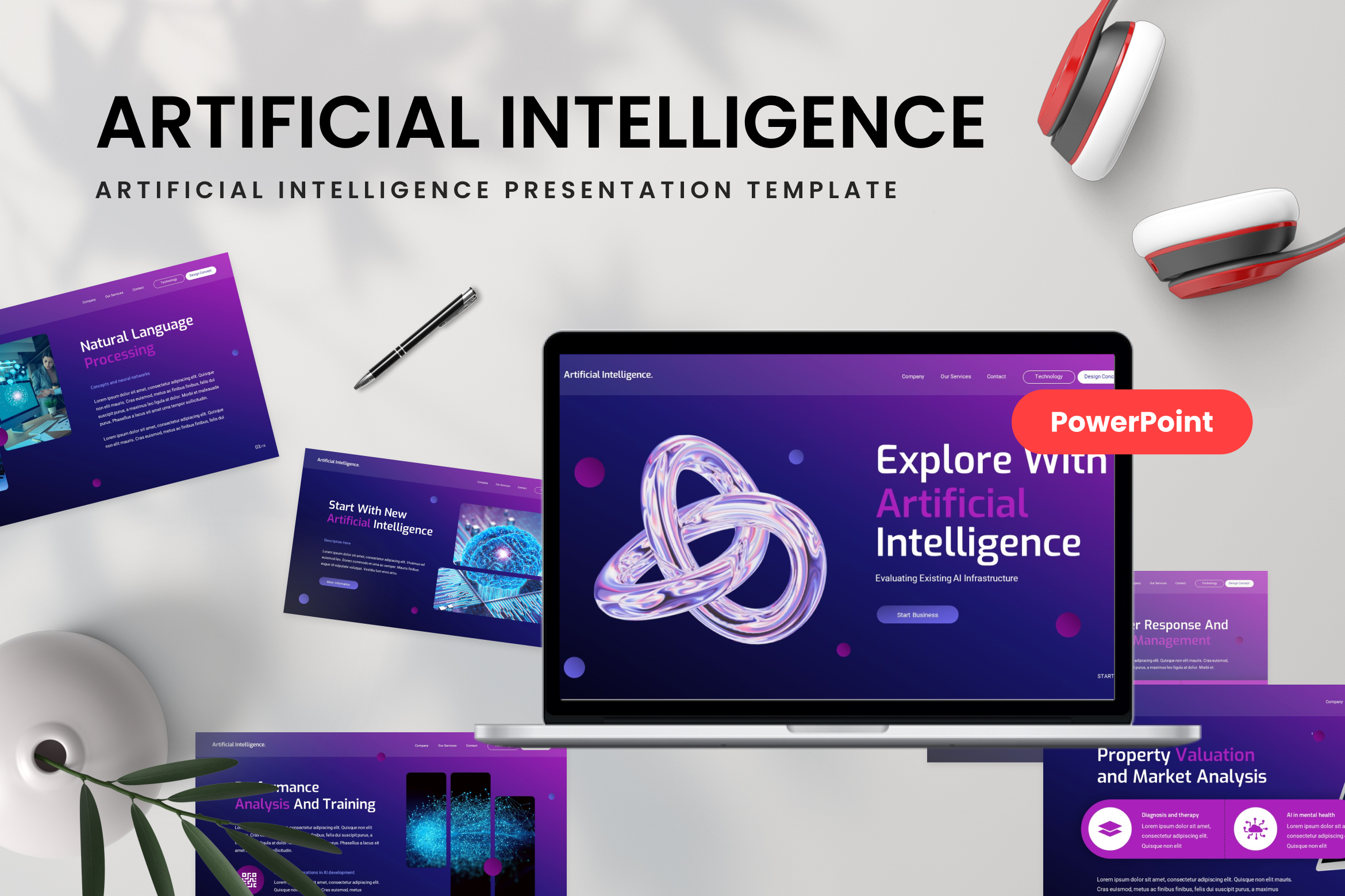 Modern Artificial Intelligence Google Slide, Presentation Templates