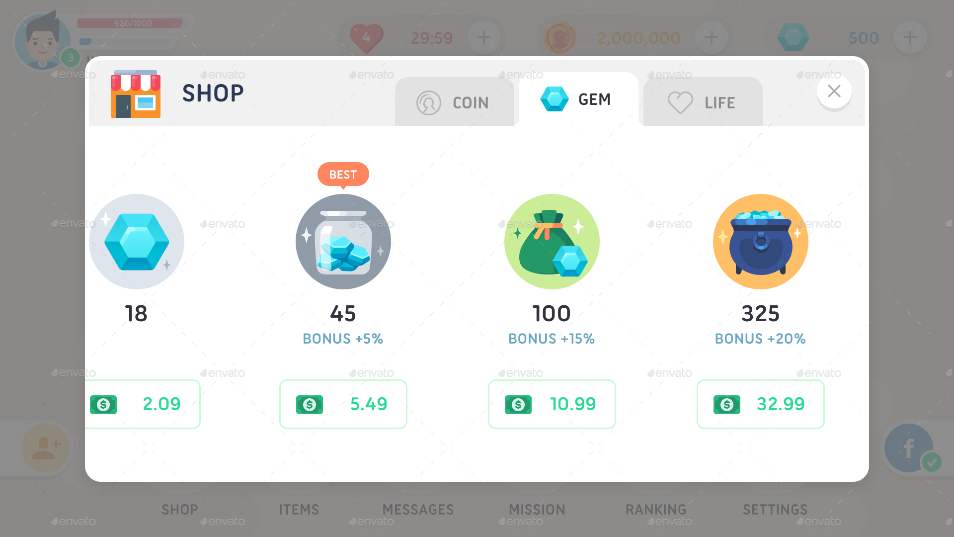Game GUI Mono, Game Assets | GraphicRiver